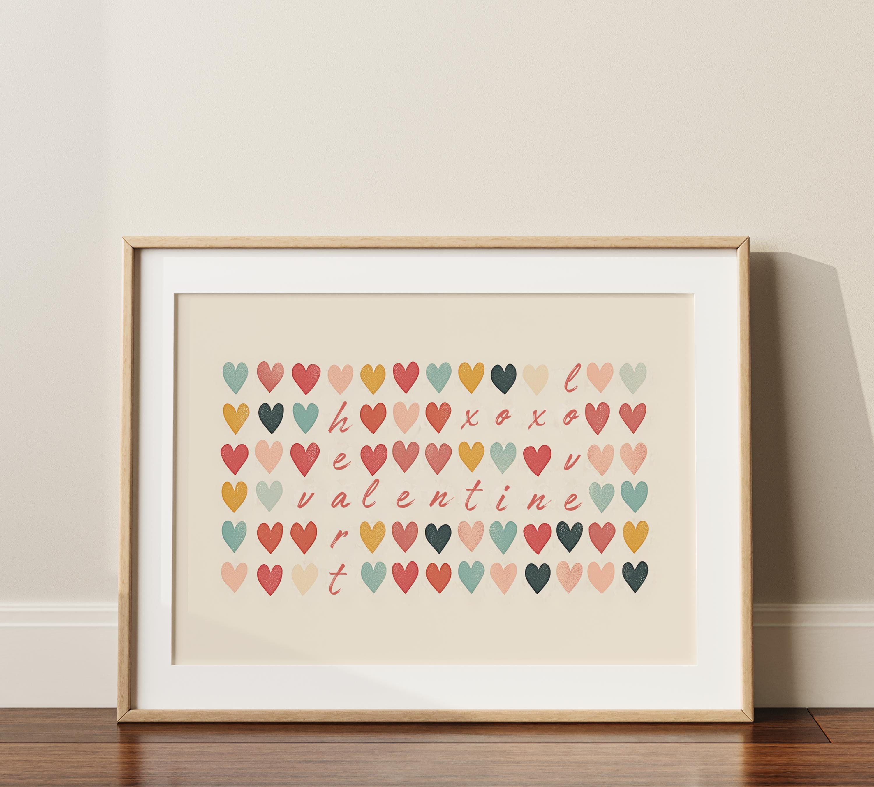 Vintage Valentines Printable Digital Wall Art, Cute Valentines Day Home ...