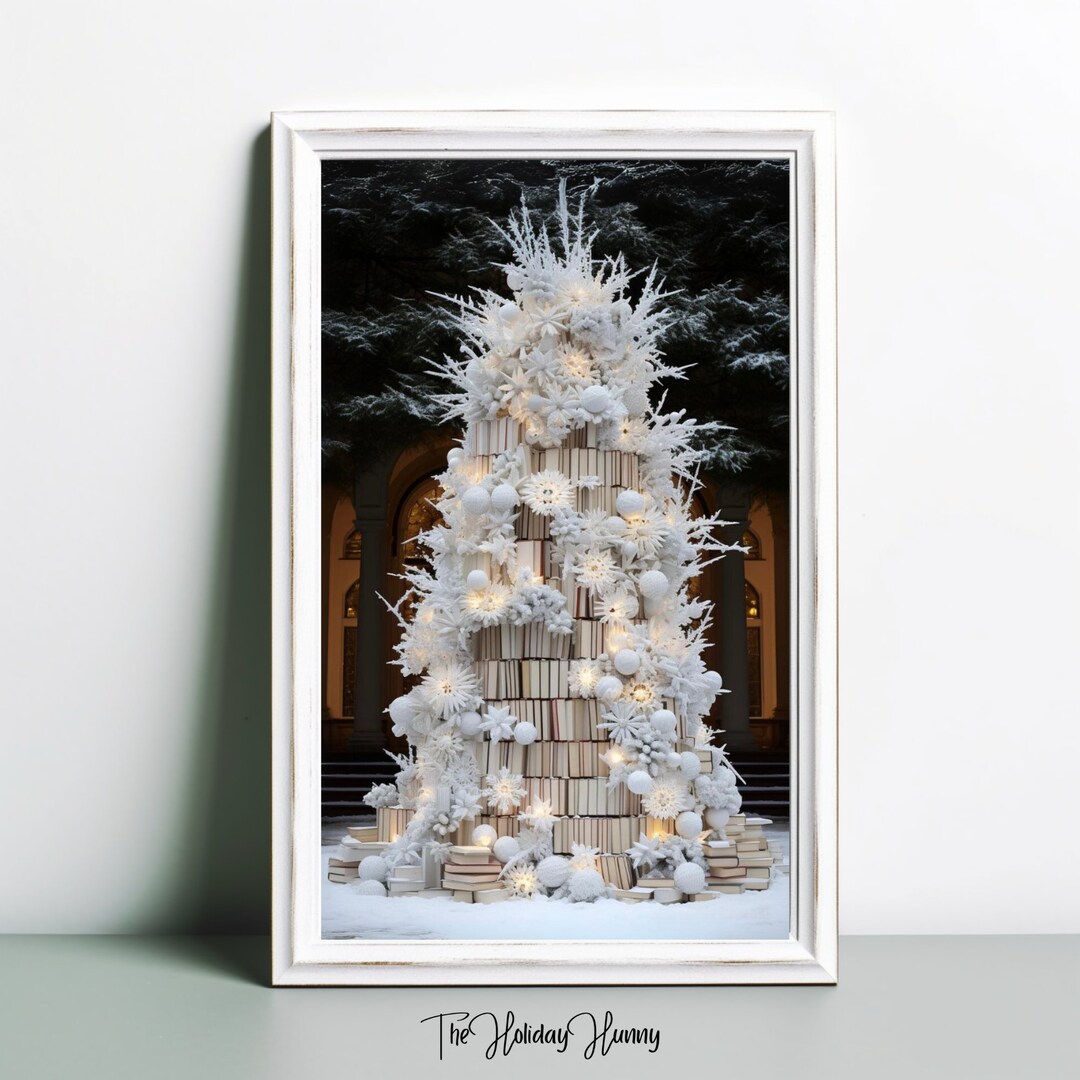 Book Christmas Tree | Printable Digital Fairy Tale Christmas Wall Art ...