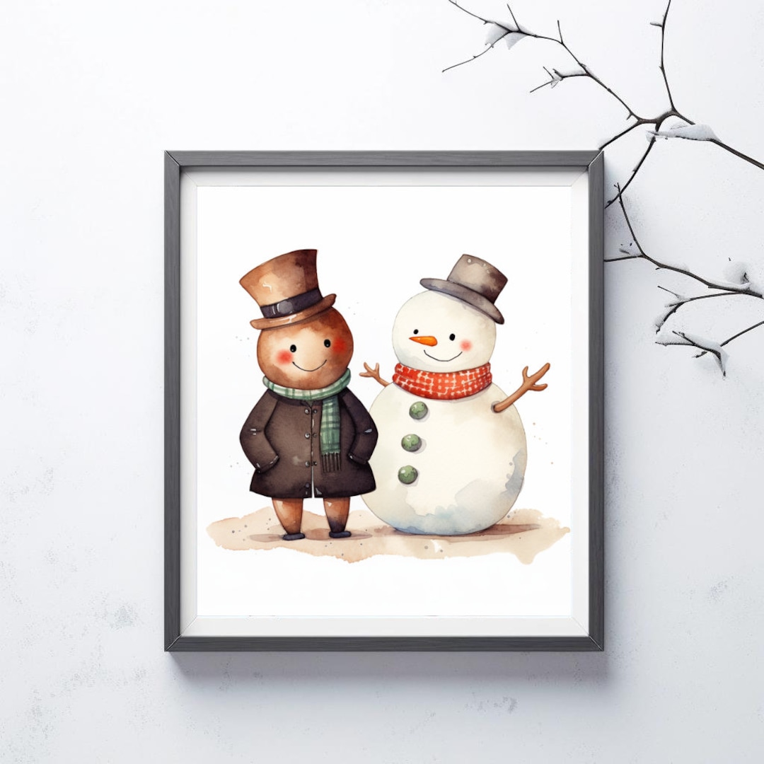 Gingerbread Man and Snowman | Printable Digital Christmas Wall Art ...
