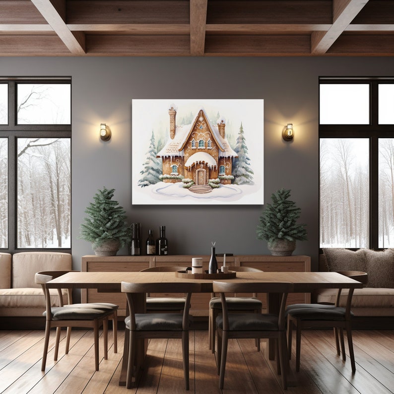 Gingerbread House Christmas Canvas Art Decor Gingerbread - Etsy