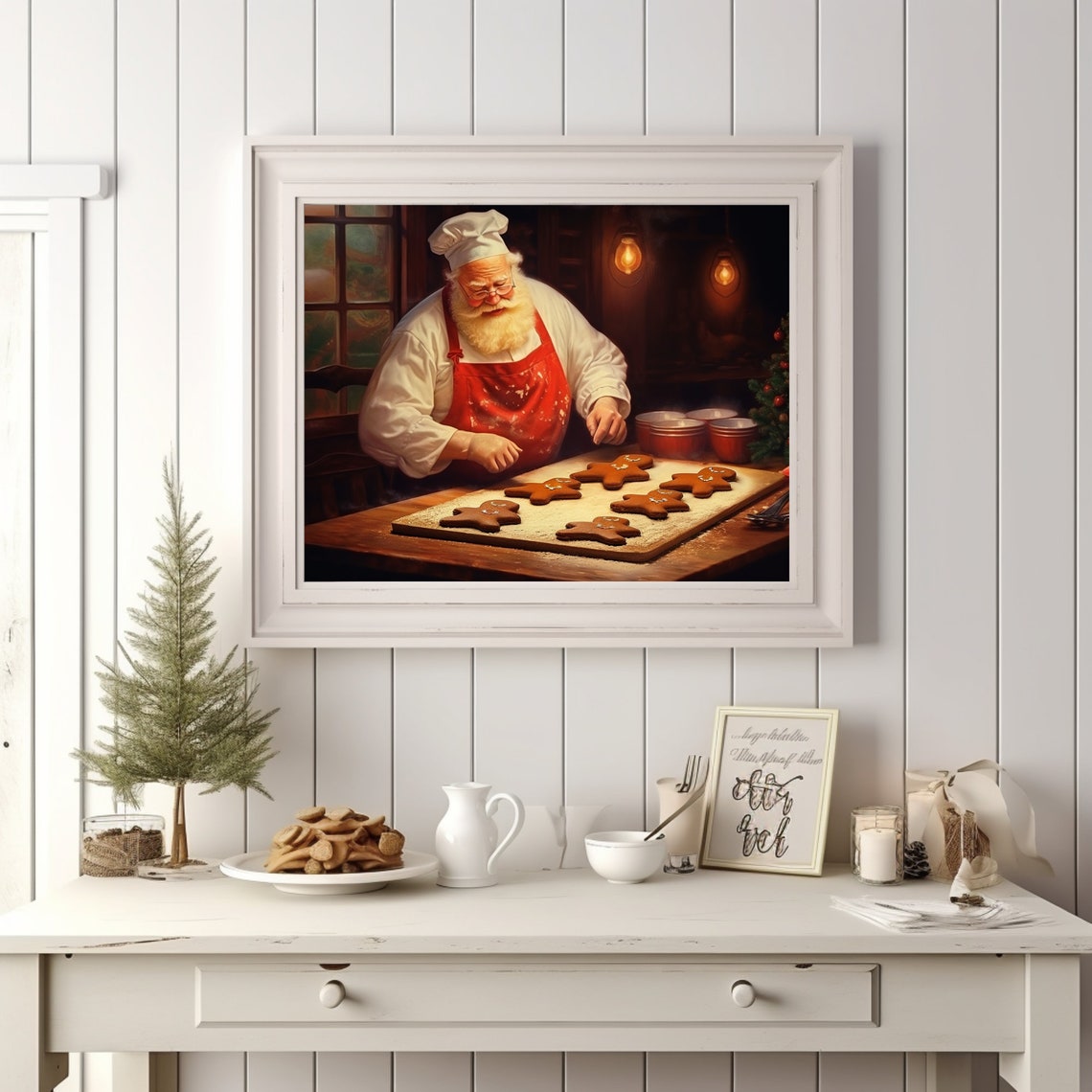 Vintage Santa Painting Printable Digital Vintage Christmas Wall Art ...