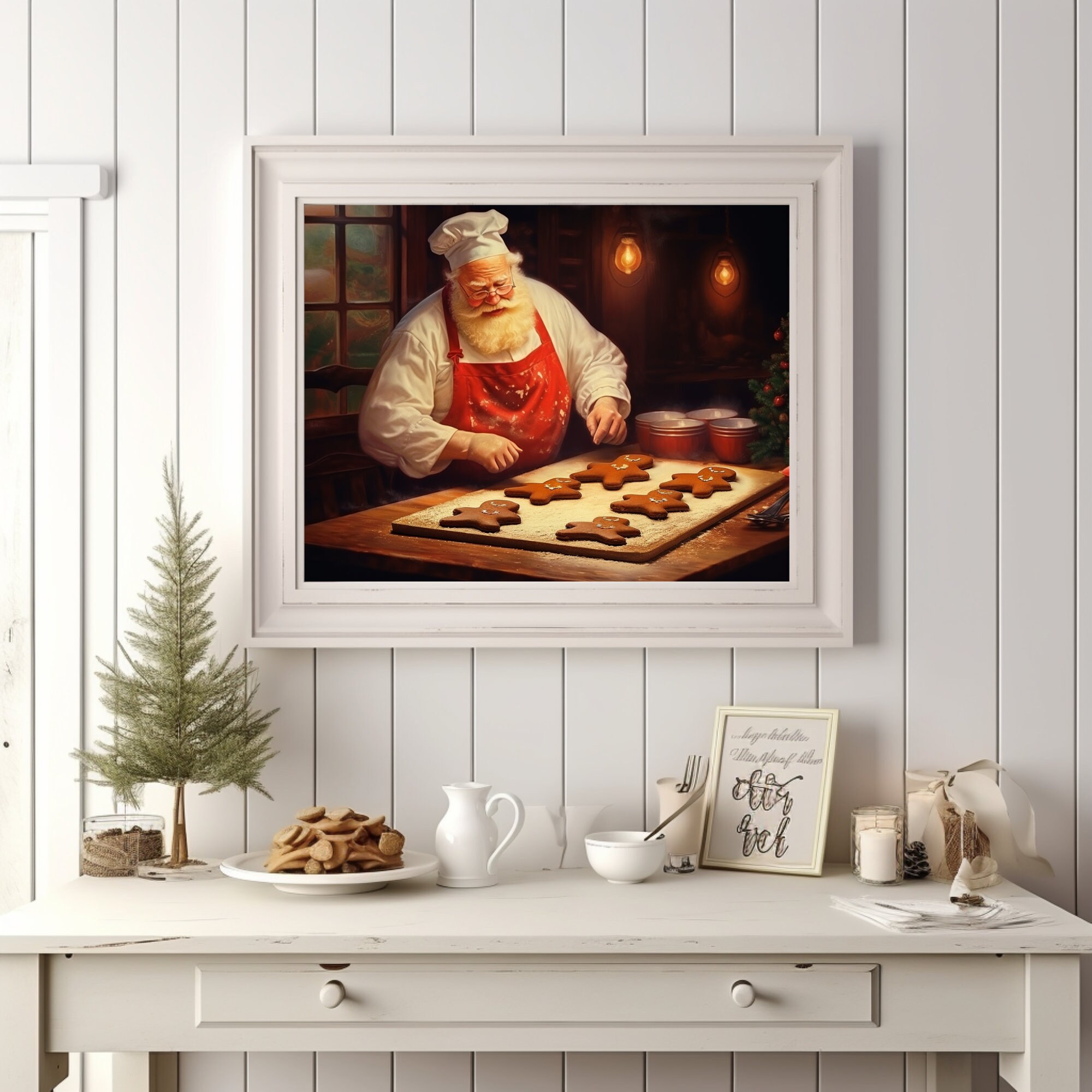 Vintage Santa Painting | Printable Digital Vintage Christmas Wall Art ...