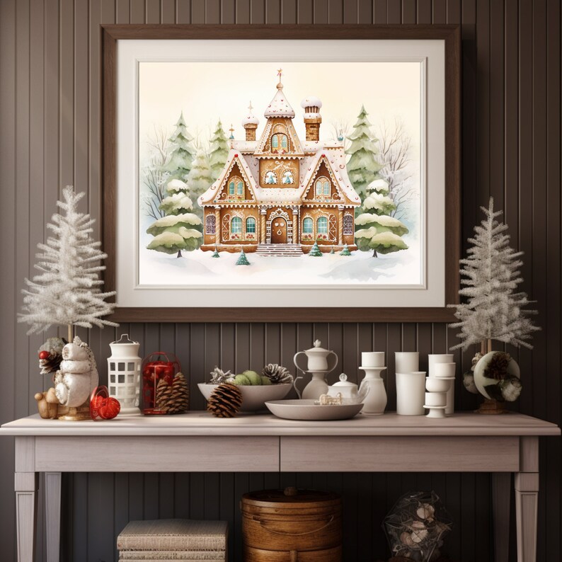 Gingerbread House Decorations | Printable Digital Christmas Wall Art ...
