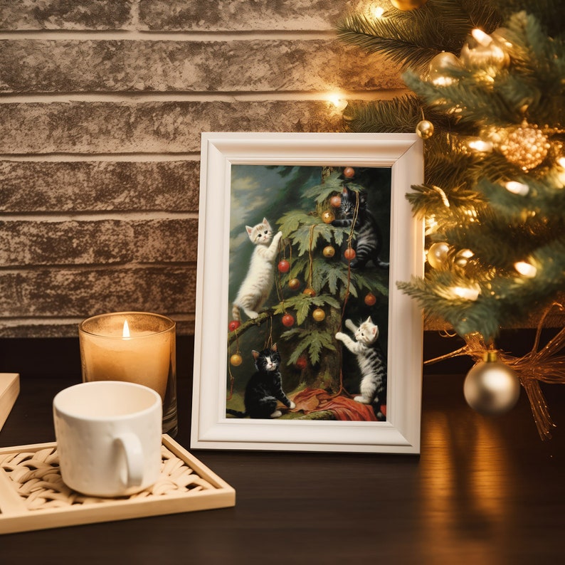 Christmas Cats Decor | Printable Digital Cats at Christmas Pictures ...