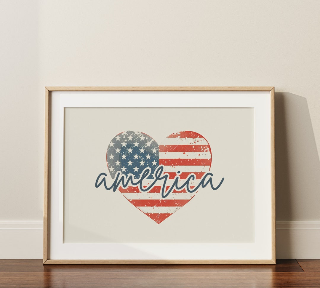 Patriotic Wall Art, Fourth of July Decor, Printable Digital Memorial ...