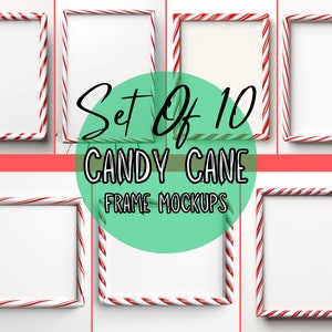 Christmas Frame PNG | Christmas Wall Art Mockups | Candy Cane Set of 10 ...