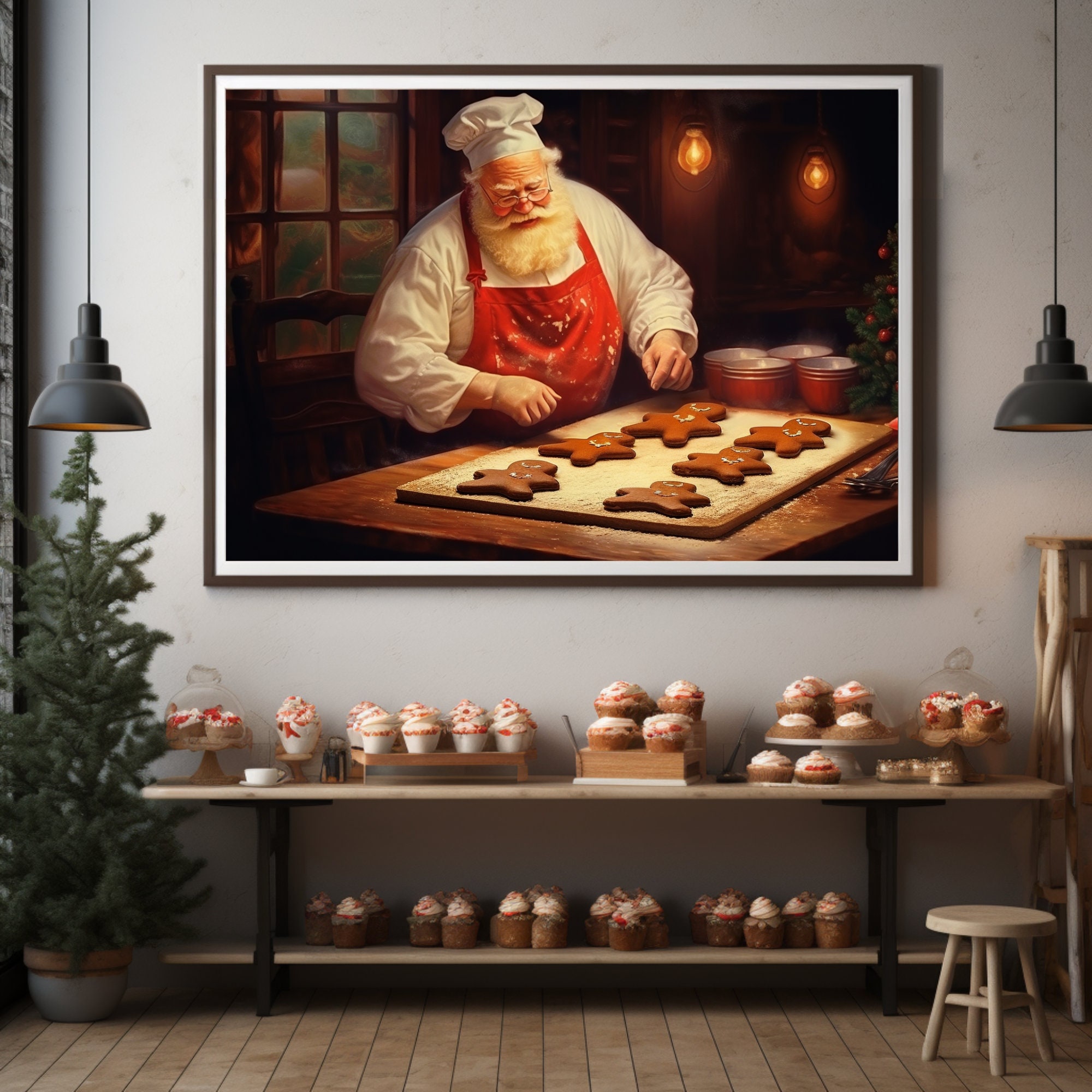 Vintage Santa Painting Printable Digital Vintage Christmas Wall Art ...
