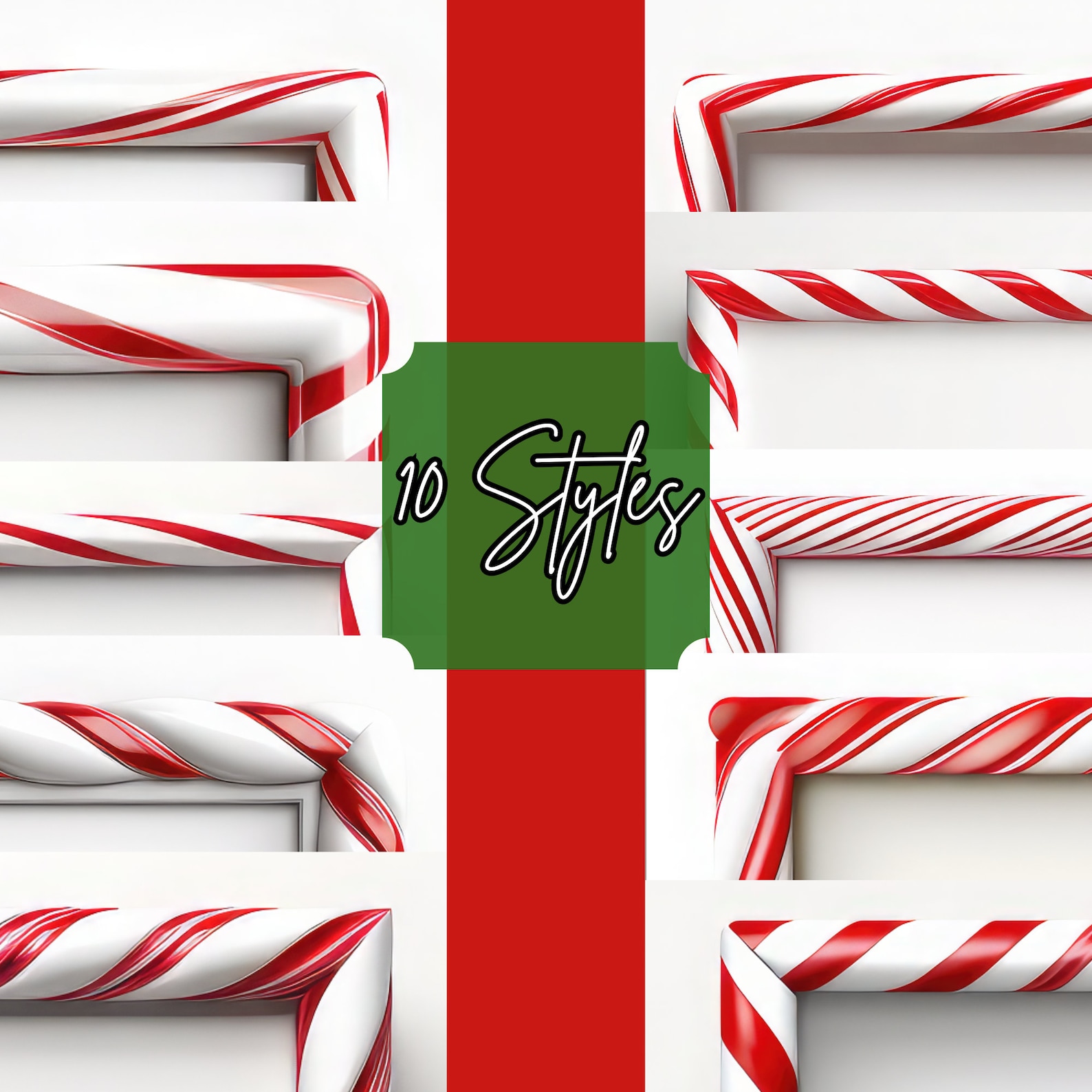 Christmas Frame PNG | Christmas Wall Art Mockups | Candy Cane Set of 10 ...