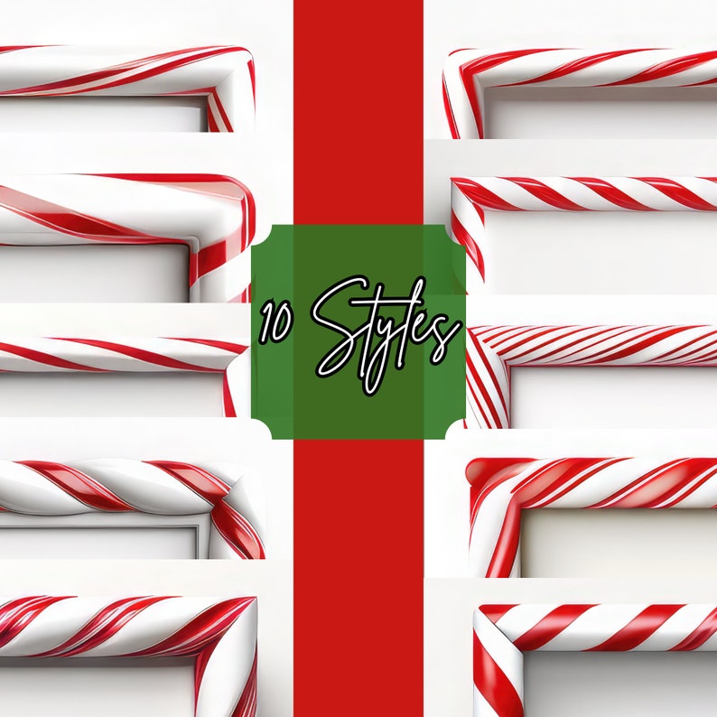 Christmas Frame PNG | Christmas Wall Art Mockups | Candy Cane Set of 10 ...