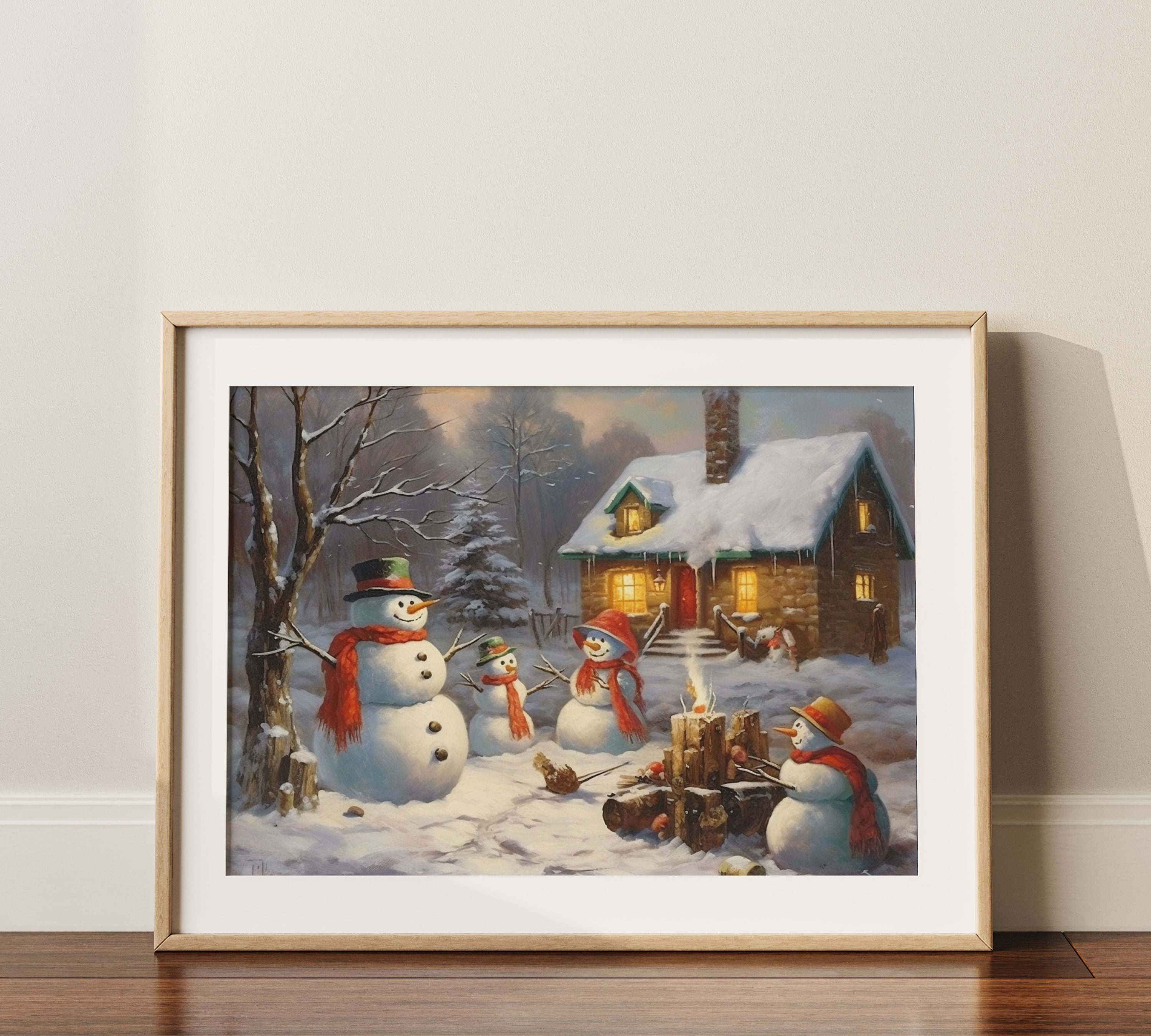 Snowman Decor | Printable Digital Snowman Painting | Winter Scenes ...