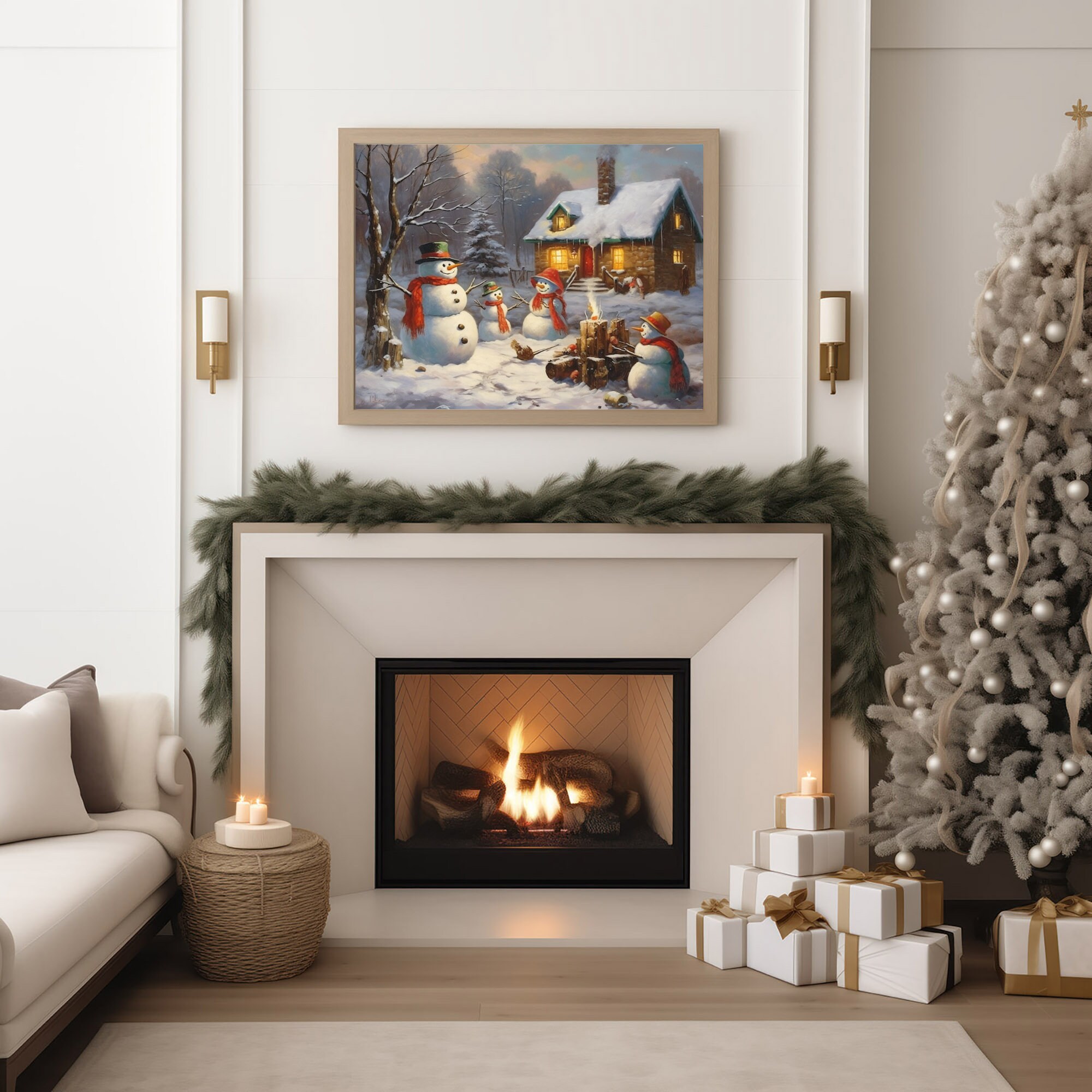 Snowman Decor | Printable Digital Snowman Painting | Winter Scenes ...