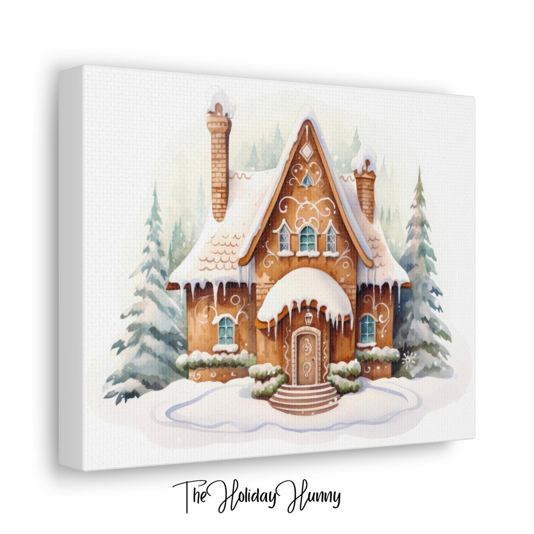 Gingerbread House Christmas Canvas Art Decor Gingerbread - Etsy