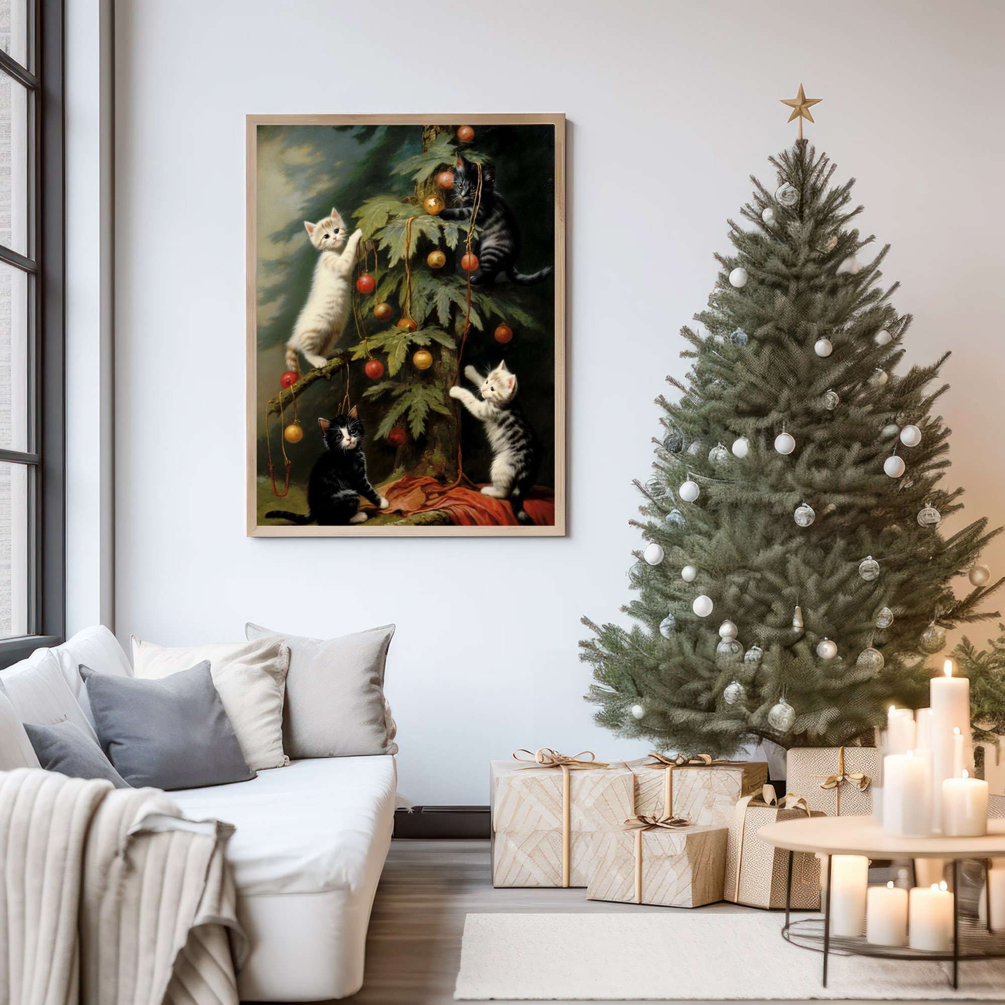 Christmas Cats Decor Printable Digital Cats at Christmas Pictures ...