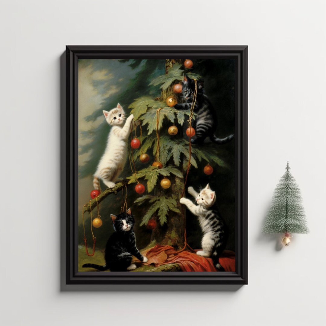 Christmas Cats Decor | Printable Digital Cats at Christmas Pictures ...