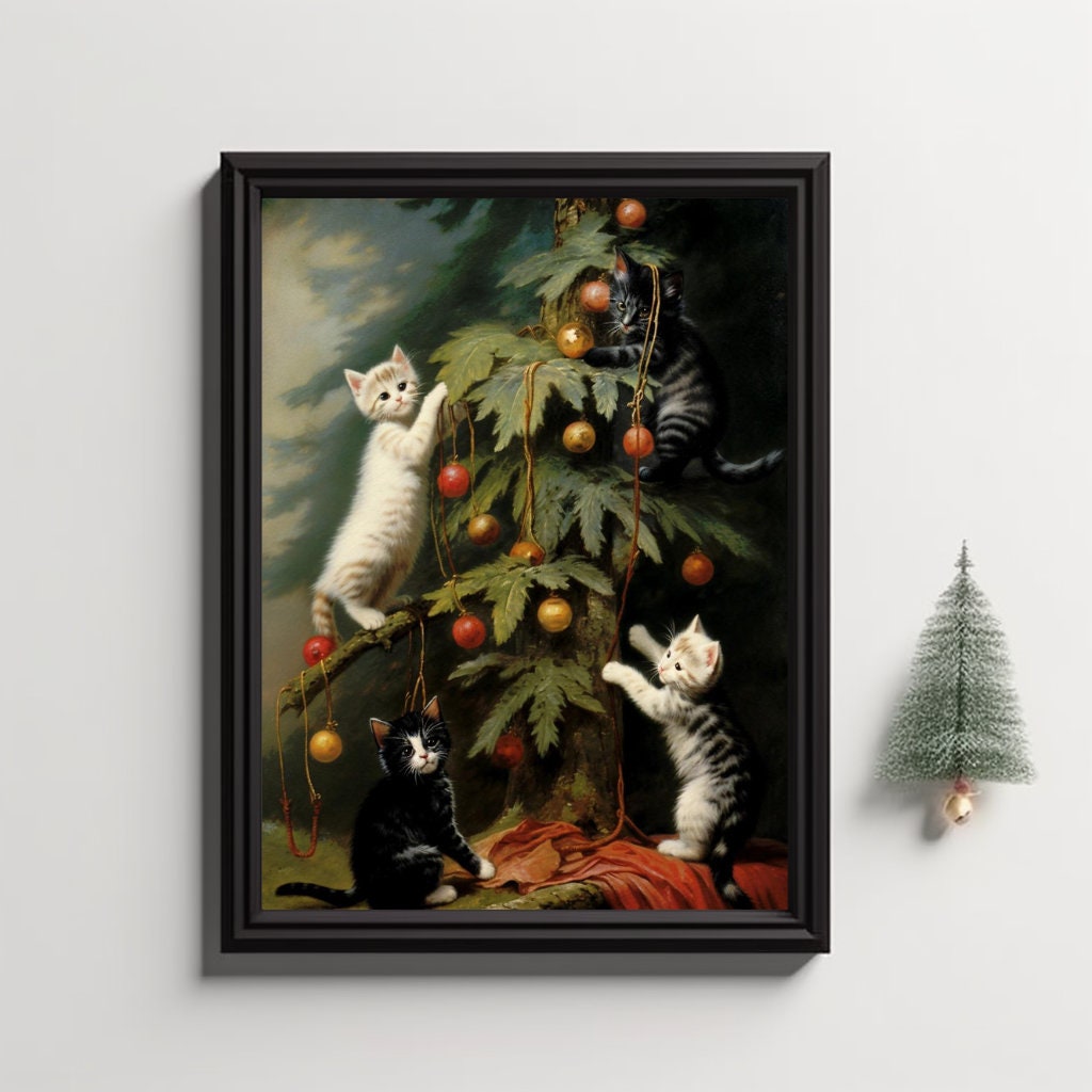 Christmas Cats Decor | Printable Digital Cats at Christmas Pictures ...