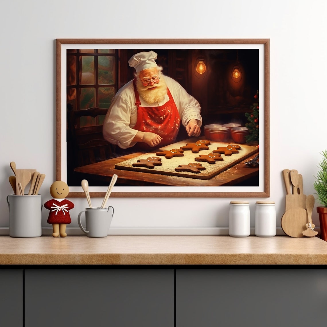 Vintage Santa Painting | Printable Digital Vintage Christmas Wall Art ...