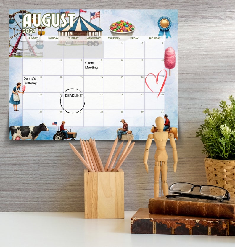 Calendario editable AGOSTO 2024, Feria Estatal, Planificador de ...