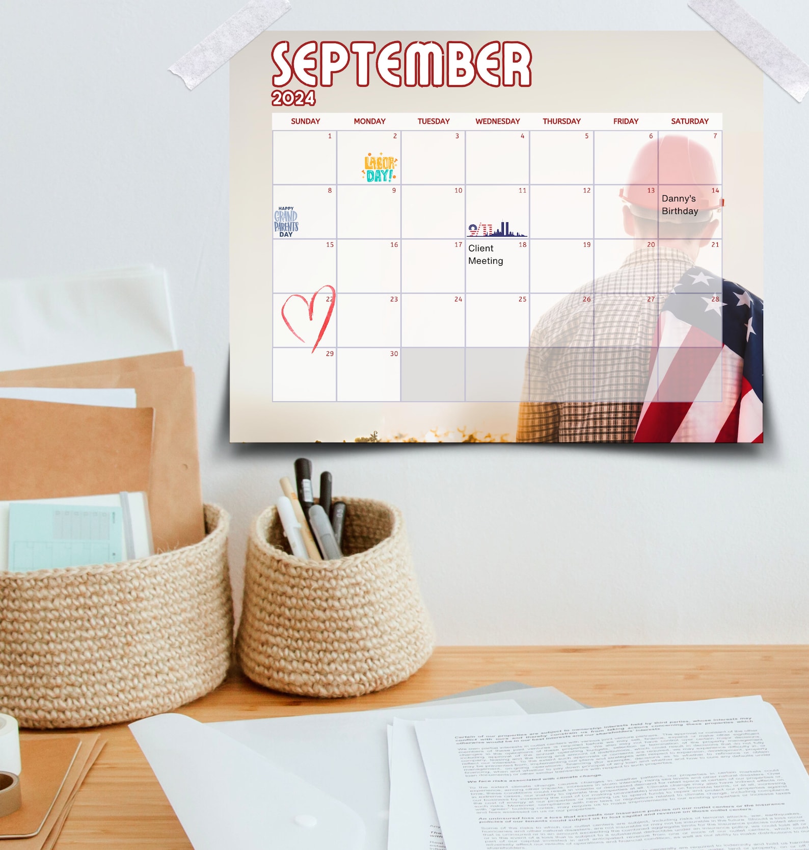 Editable SEPTEMBER 2024 Calendar, Labor Day, Printable Monthly Calendar ...