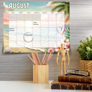 Editable AUGUST 2024 Calendar, Summer Vacation, Printable Monthly ...