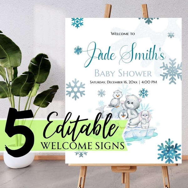 Polar Bear Baby Shower Welcome Board - Etsy