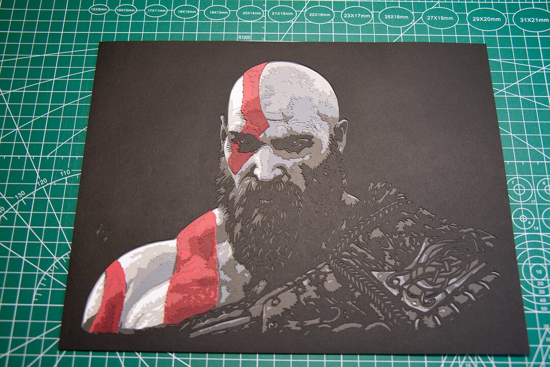 Kratos, God of War, Papercut, Portrait, Handmade - Etsy