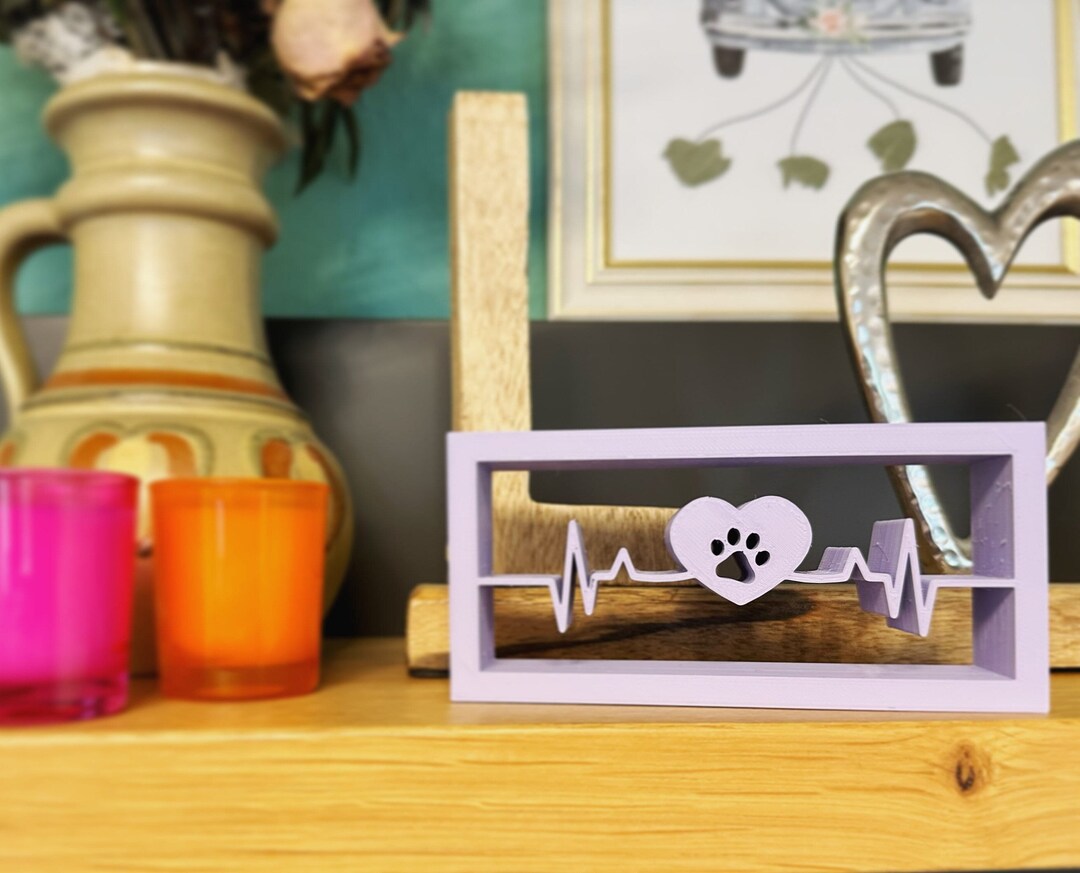 Heartbeat Frame Dog Paw 3D Print – Emotional Easter Gift for Dog Lovers ...