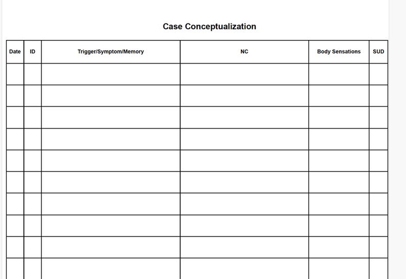 EMDR Case Conceptualization Plan - Etsy