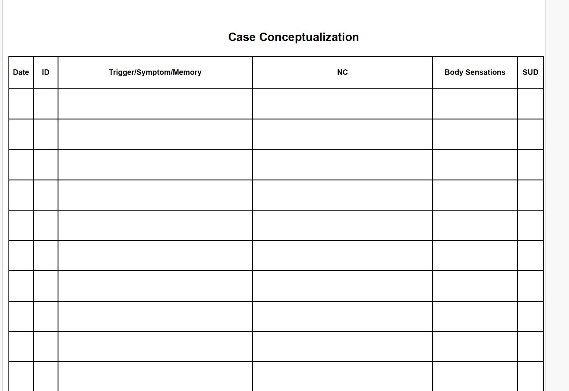 EMDR Case Conceptualization Plan - Etsy