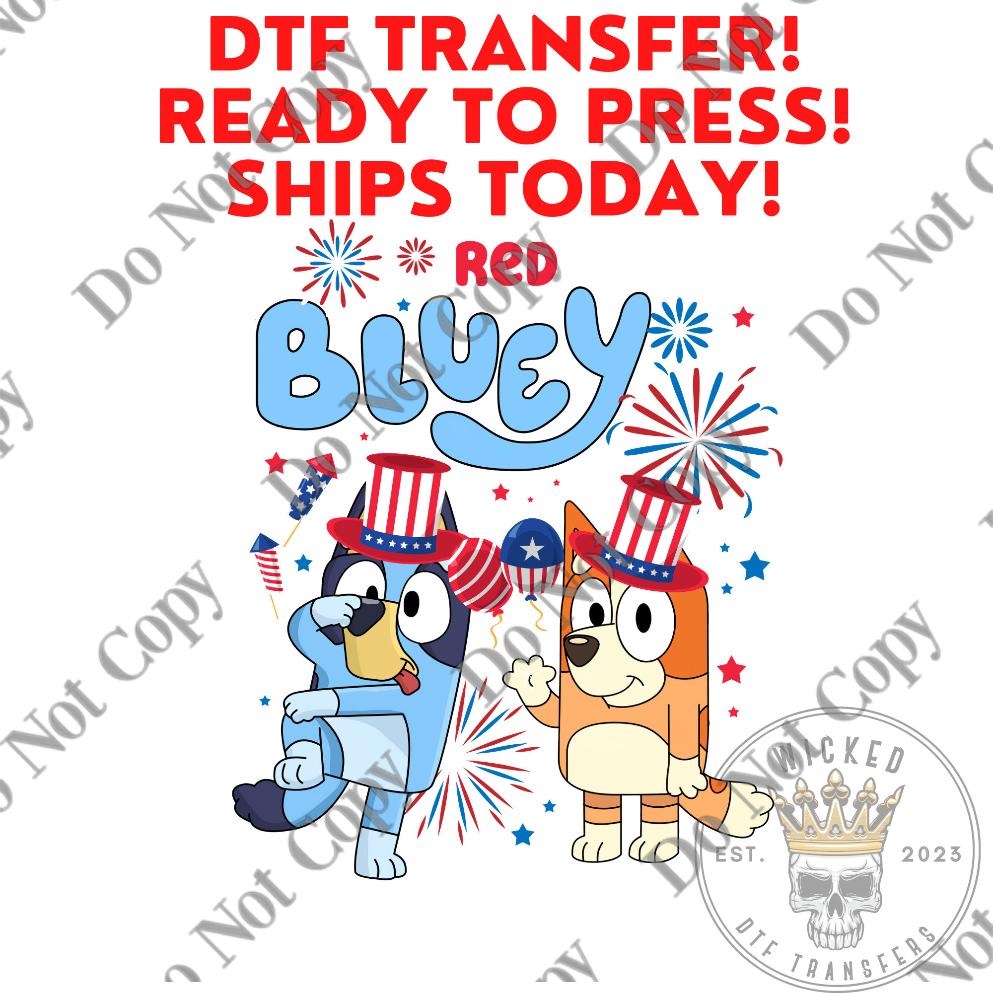 Blue Dog Dtf Transfers, Bluey, Bluey DTF Transfer, DTF, Cold Peel ...