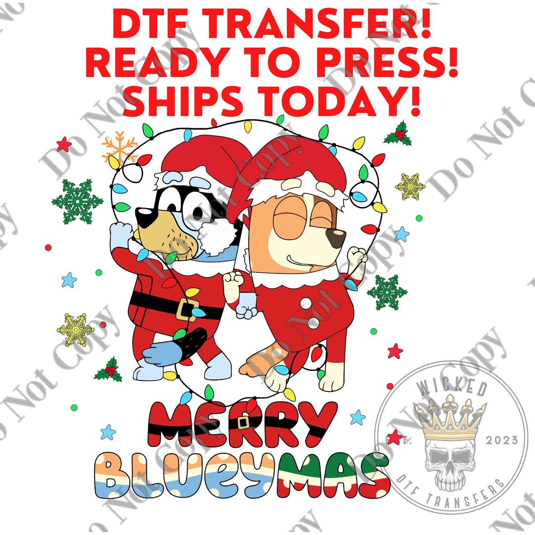 Blue Dog Dtf Transfers, Bluey, Bluey DTF Transfer, DTF, Cold Peel ...