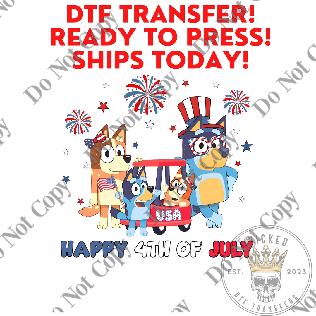 Blue Dog Dtf Transfers, Bluey, Bluey DTF Transfer, DTF, Cold Peel ...