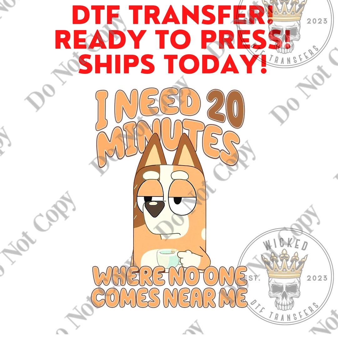 Blue Dog Dtf Transfers, Bluey, Bluey DTF Transfer, DTF, Cold Peel ...