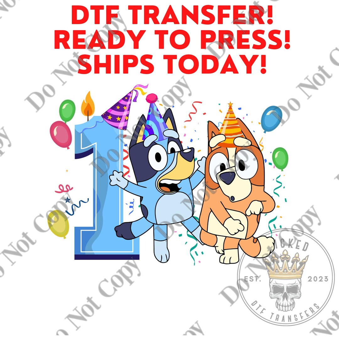 Blue Dog Dtf Transfers, Bluey, Bluey DTF Transfer, DTF, Cold Peel ...