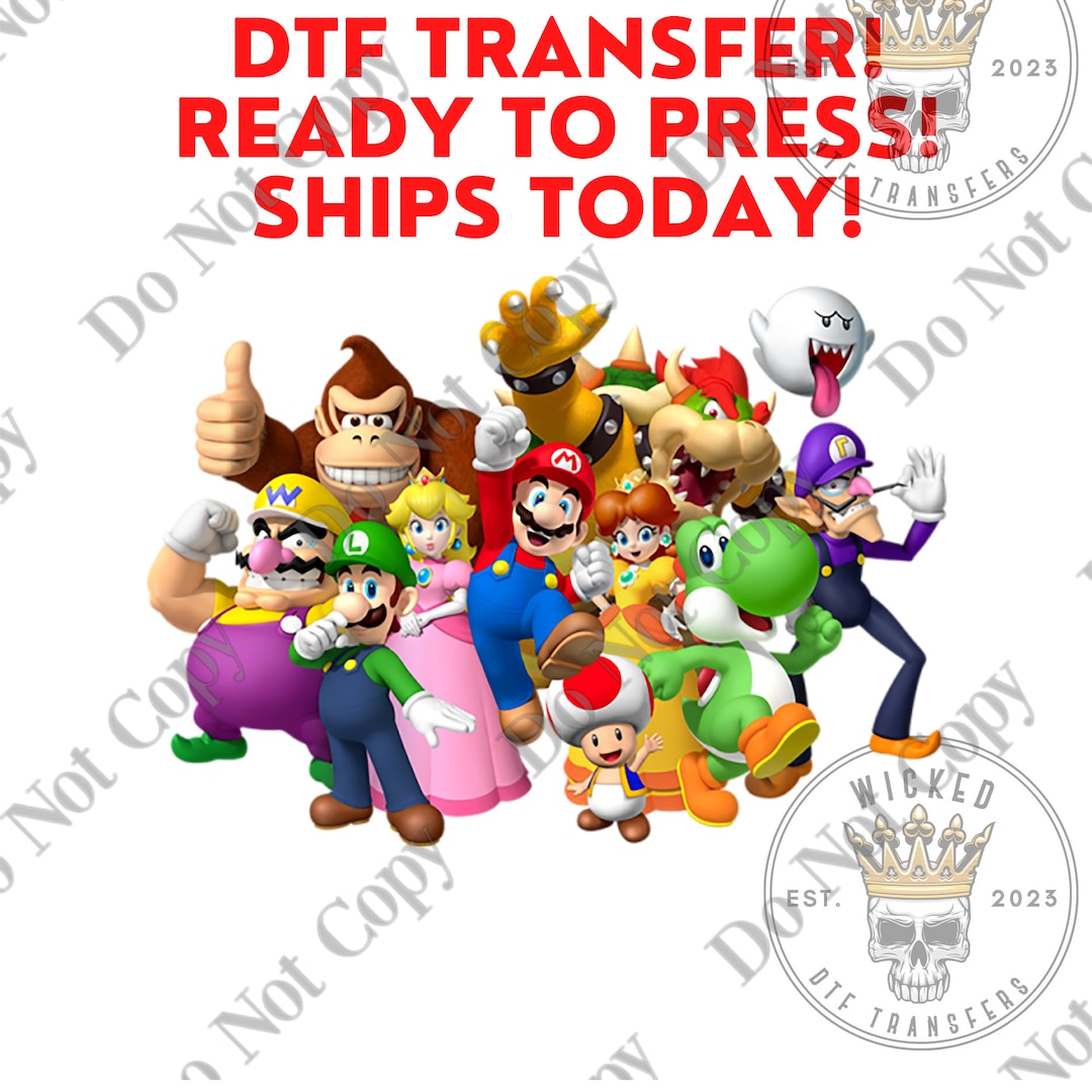 Mario Dtf Transfers, Super Mario, DTF Transfer, DTF, Cold Peel, Trendy ...