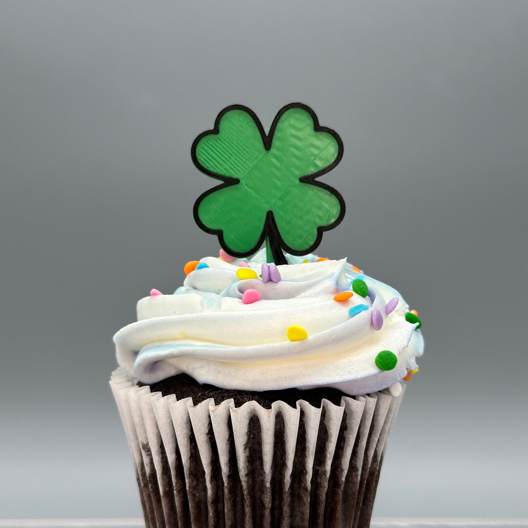 Four Leaf Clover Cupcake Toppers 6 Count 3D Printed Shamrock Cupcake ...