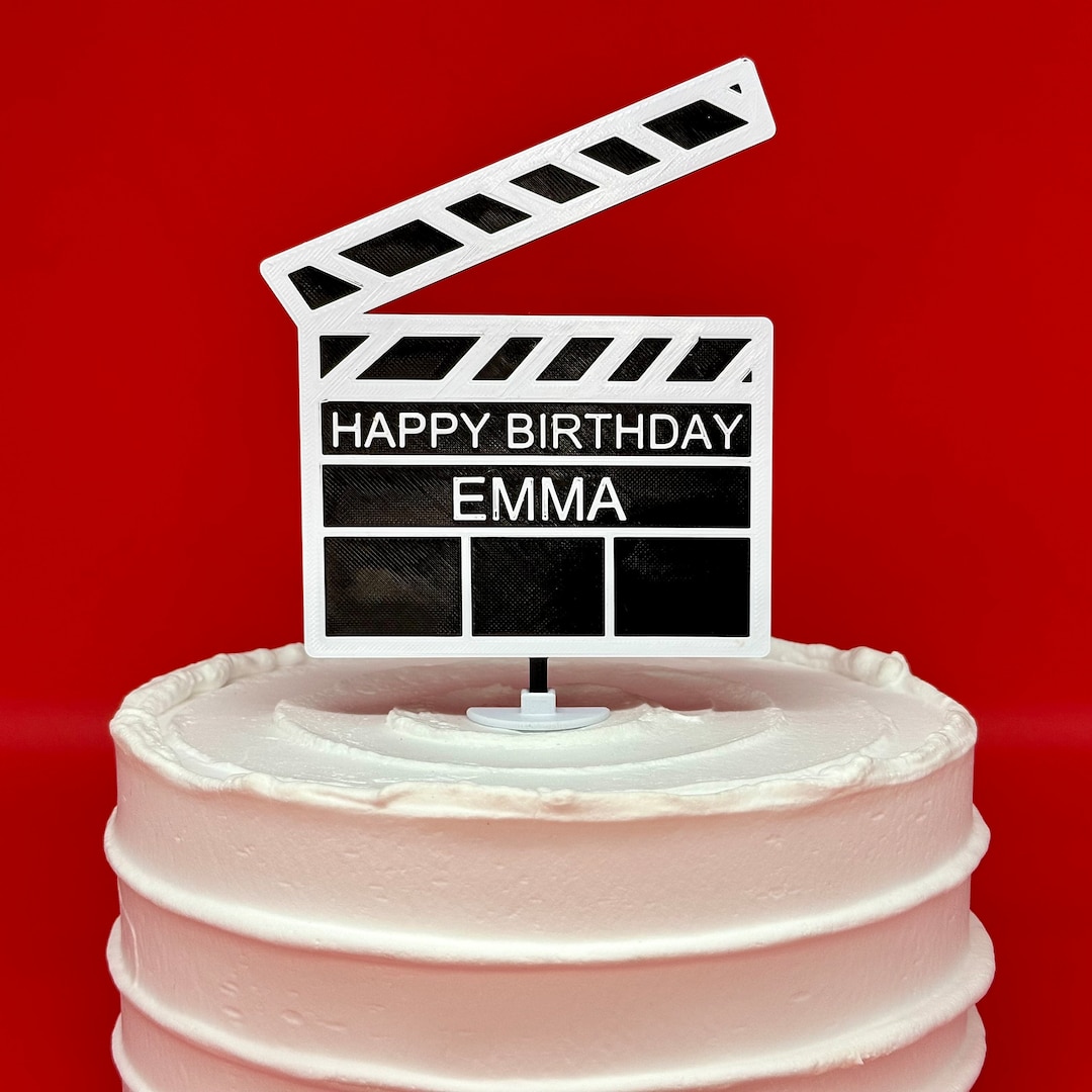 Personalized Movie Clapperboard Cake Topper "happy Birthday [name ...