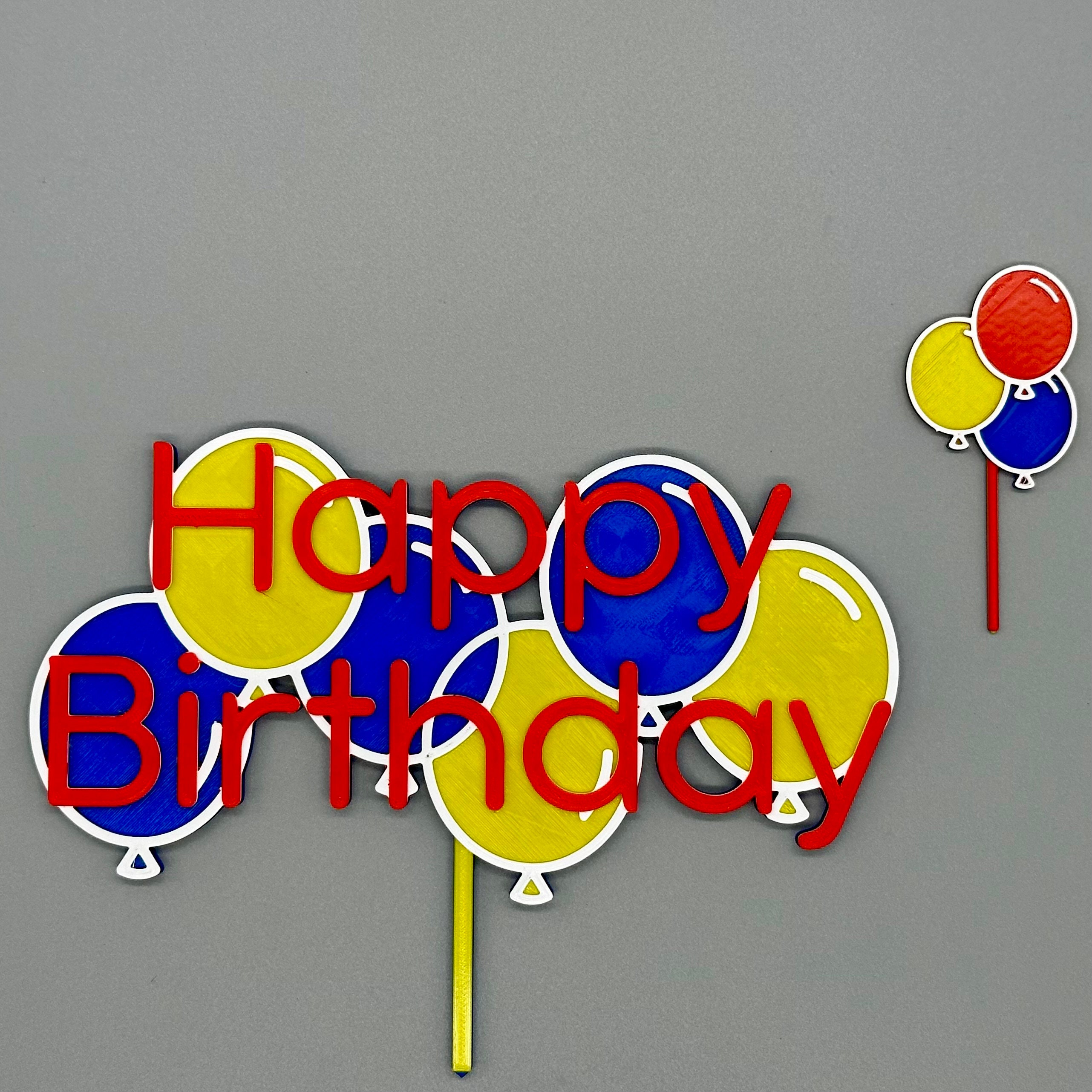 Birthday Balloons Cupcake Toppers 18 Count and 1 Cake Topper Bundle-3d ...