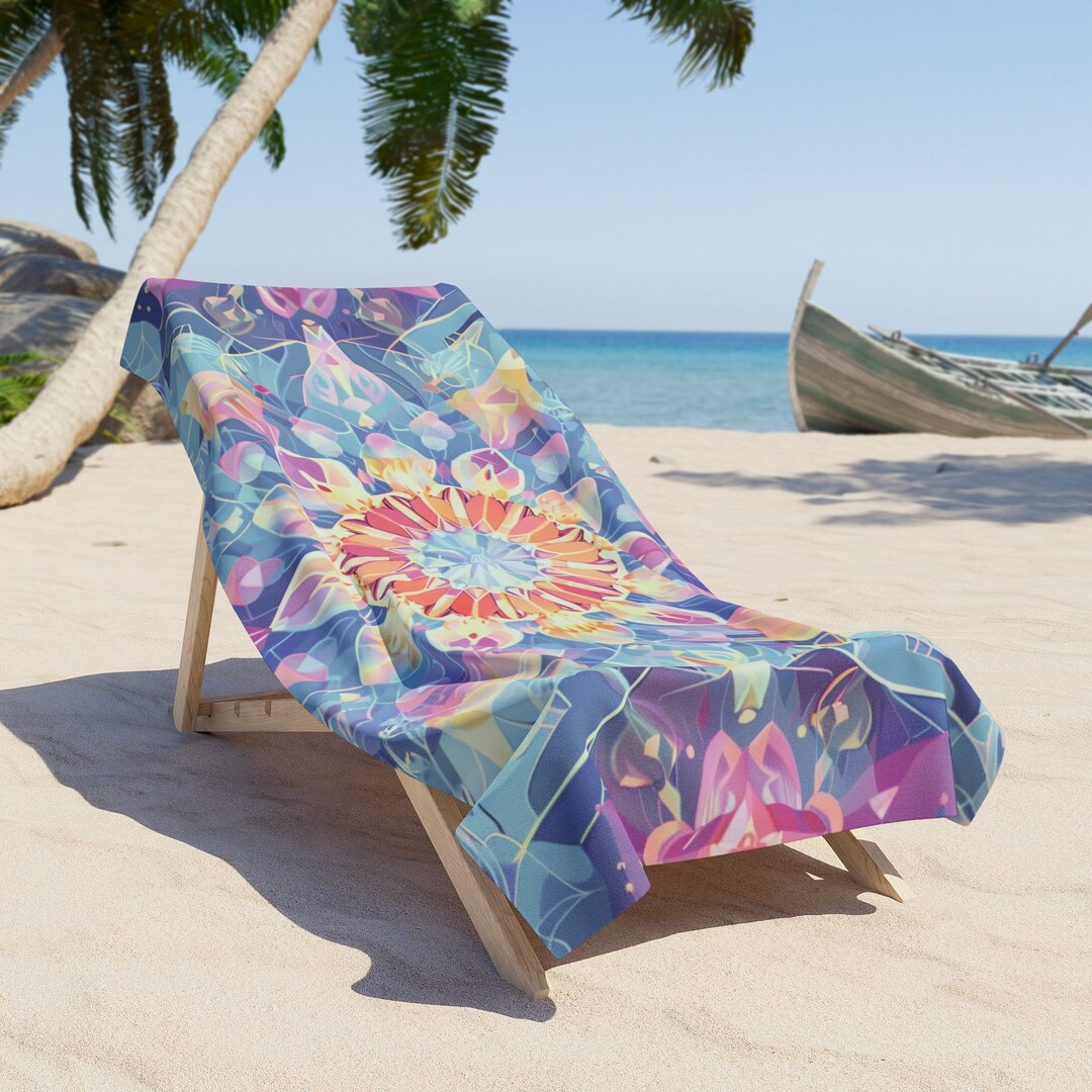 Cymatic Geometry Infused Beach Towel, Good Vibe Sunshine Towel ...