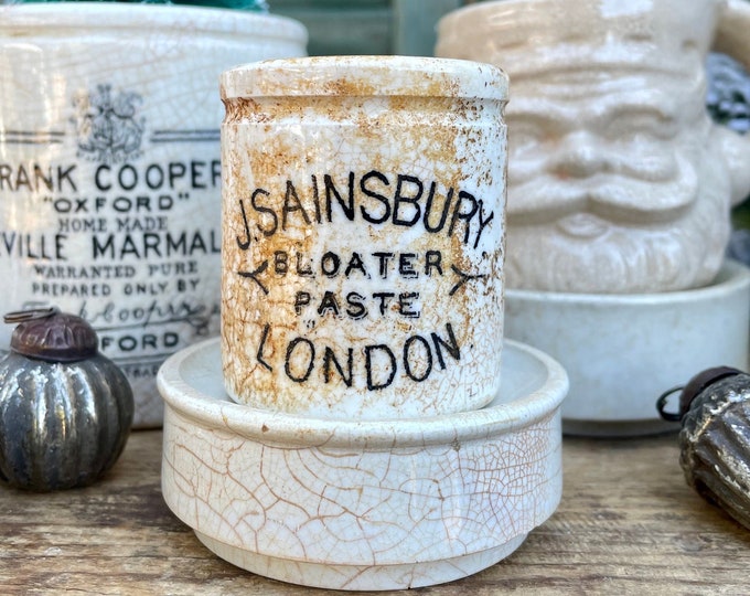 Antique RARE Simple Style - J Sainsbury Bloater Paste Jar C.1880’s ...