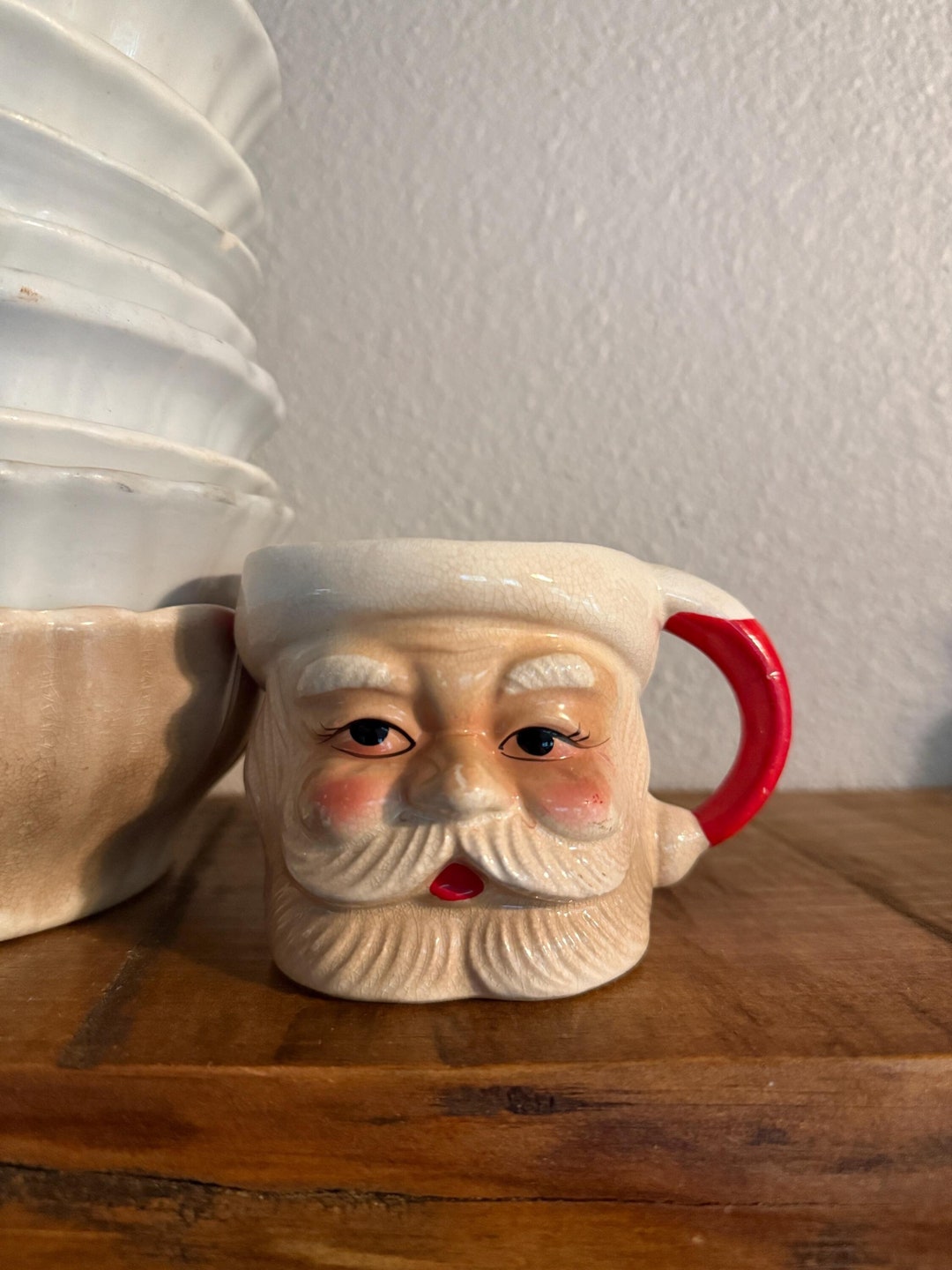 Vintage Santa Mug Stained and Crazed Santa Mug Farmhouse Collections ...