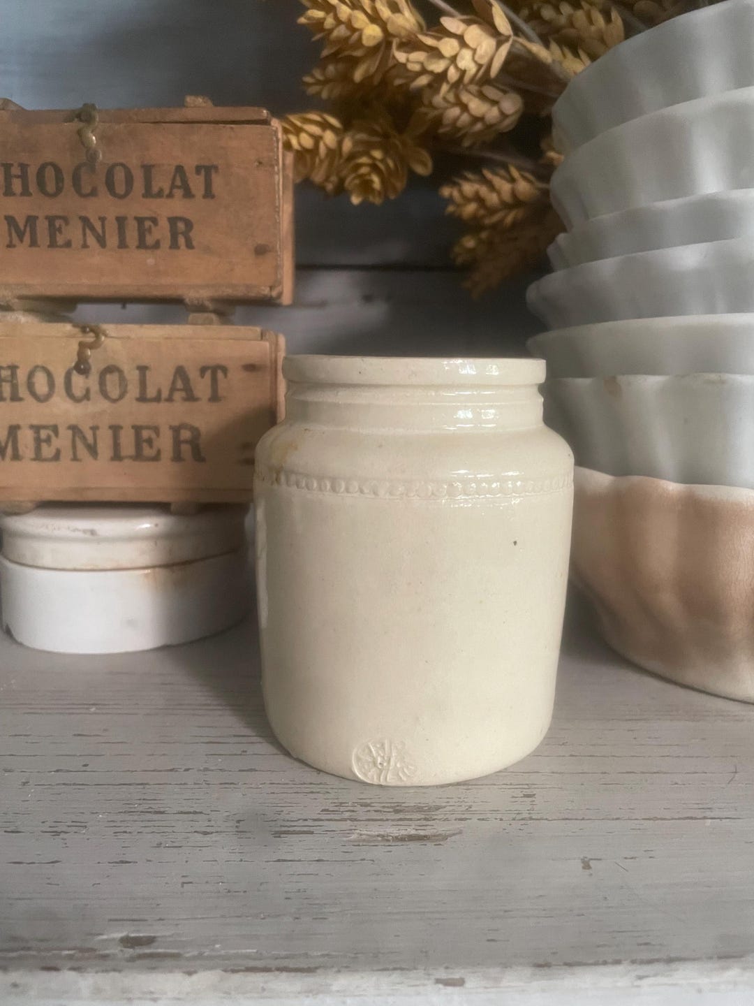 Antique Caviar Pot English Stoneware Neutral Farmhouse Decor Caviar ...