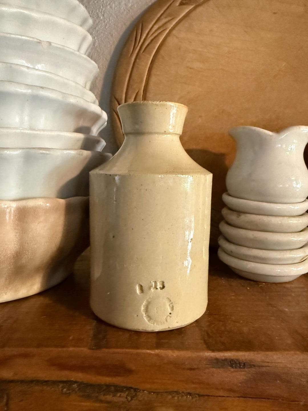 English Stoneware Inkwell Neutral Inkwell Ink Pot English Inkwell Tan ...