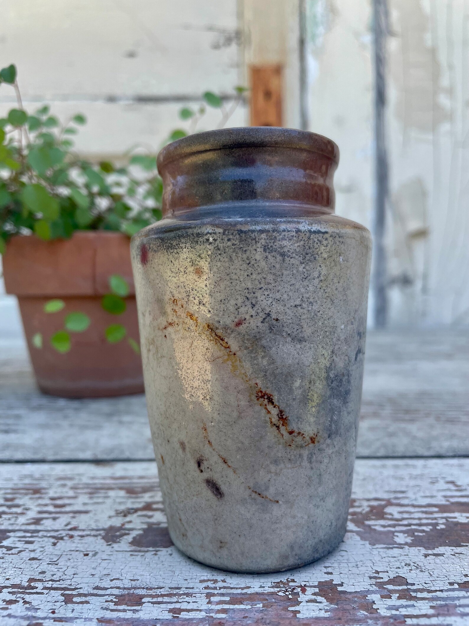 English Two Tone Fresh Cream Jar Cream Jar English Advertisement Jar ...