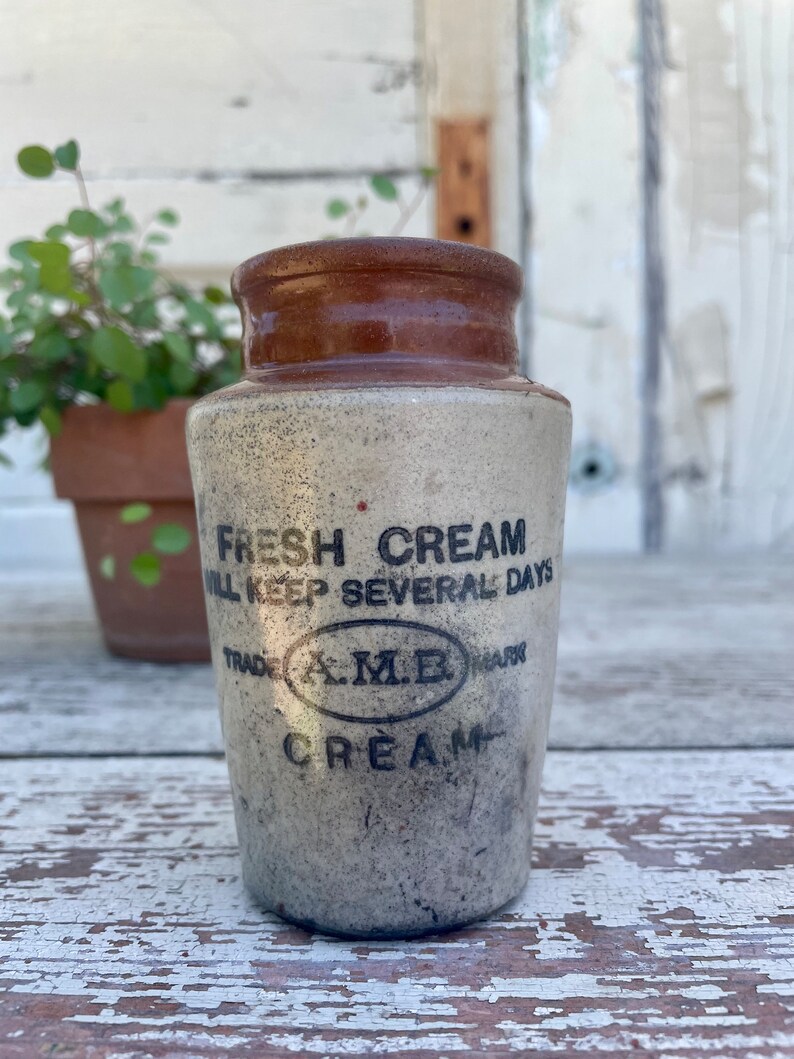 English Two Tone Fresh Cream Jar Cream Jar English Advertisement Jar ...