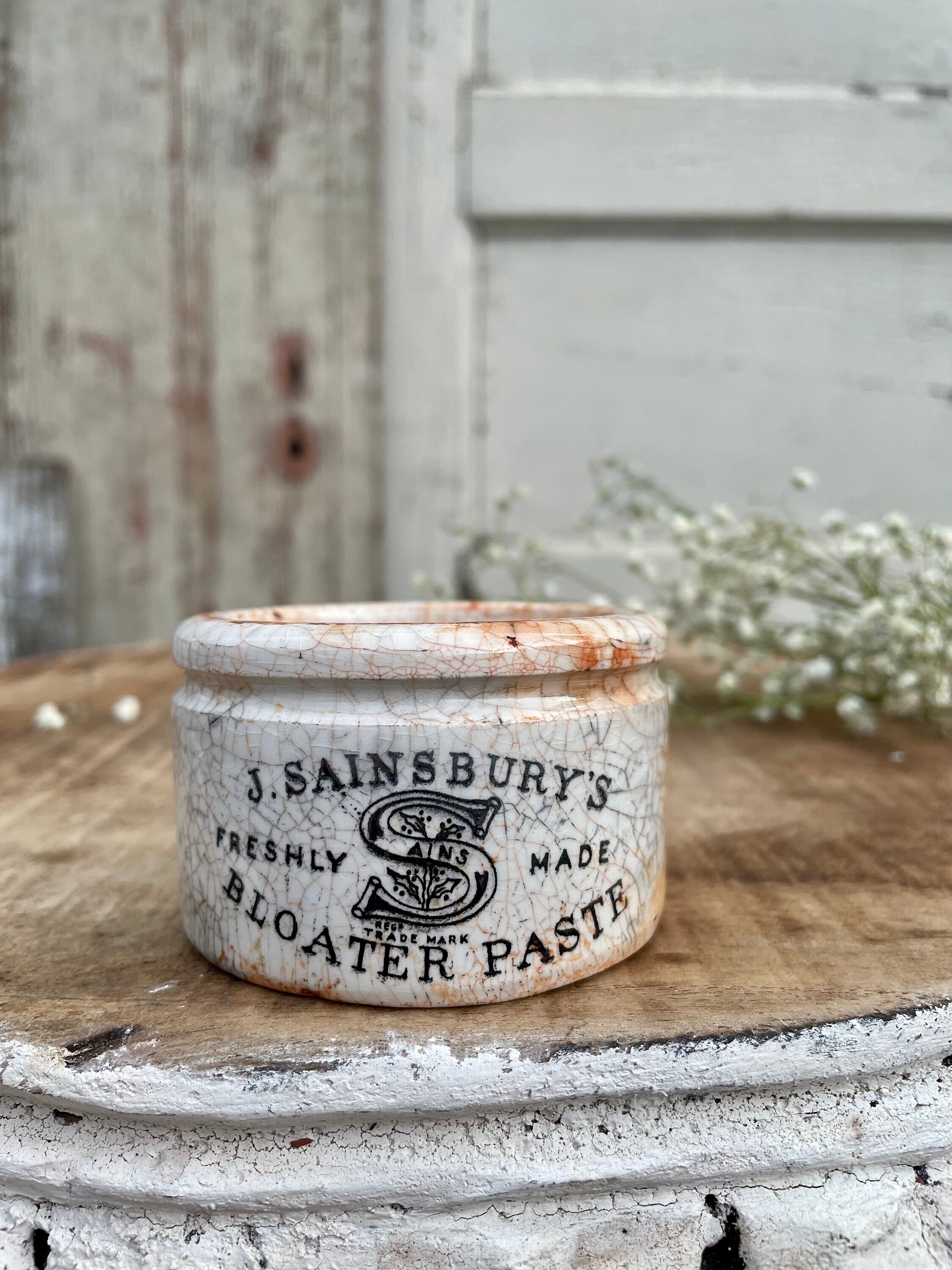 Antique J Sainsburys Bloater Paste Jar English Advertisement Antique ...