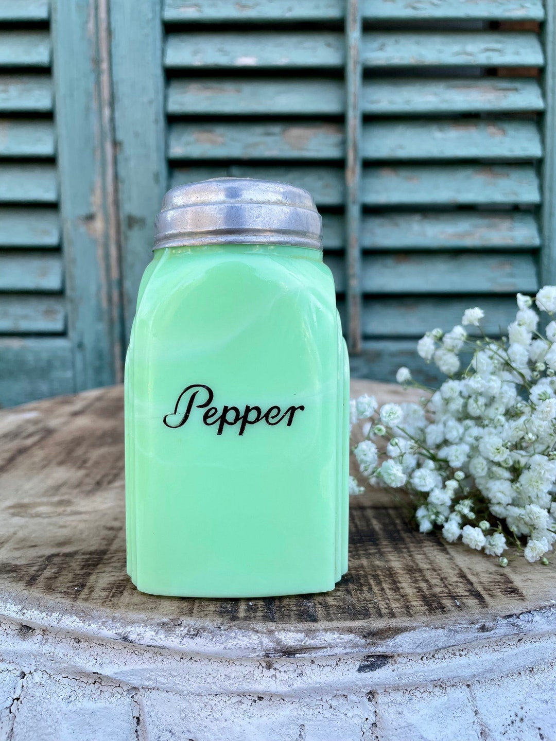 Vintage Jadeite Pepper Shaker Jadeite Pepper Jars Depression Era ...