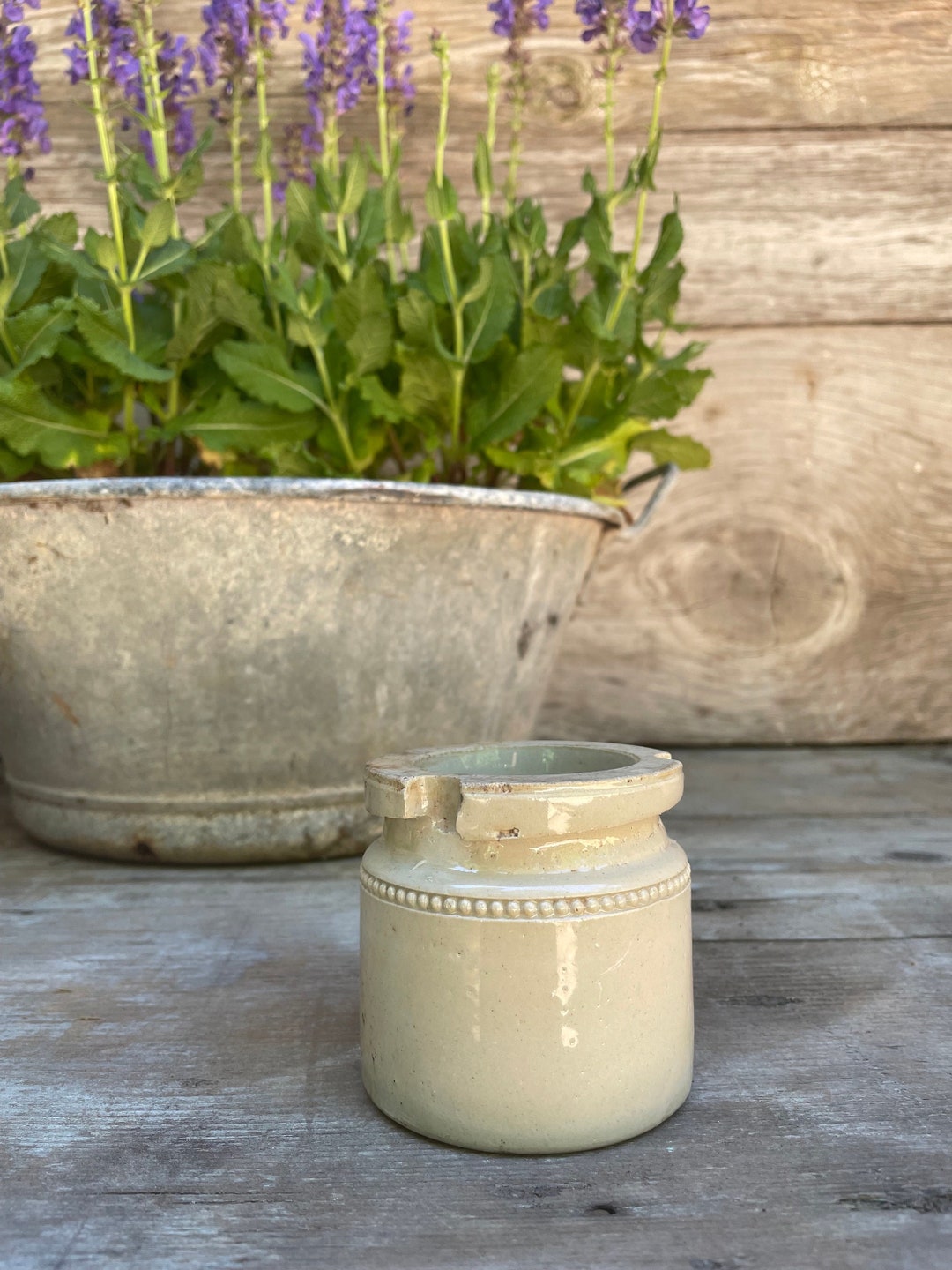 Antique Caviar Pot English Stoneware Neutral Farmhouse Decor Caviar ...