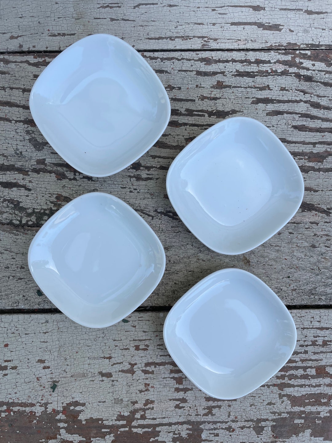 Instant Collection 4 Mini Square All White Butter Pats Farmhouse ...