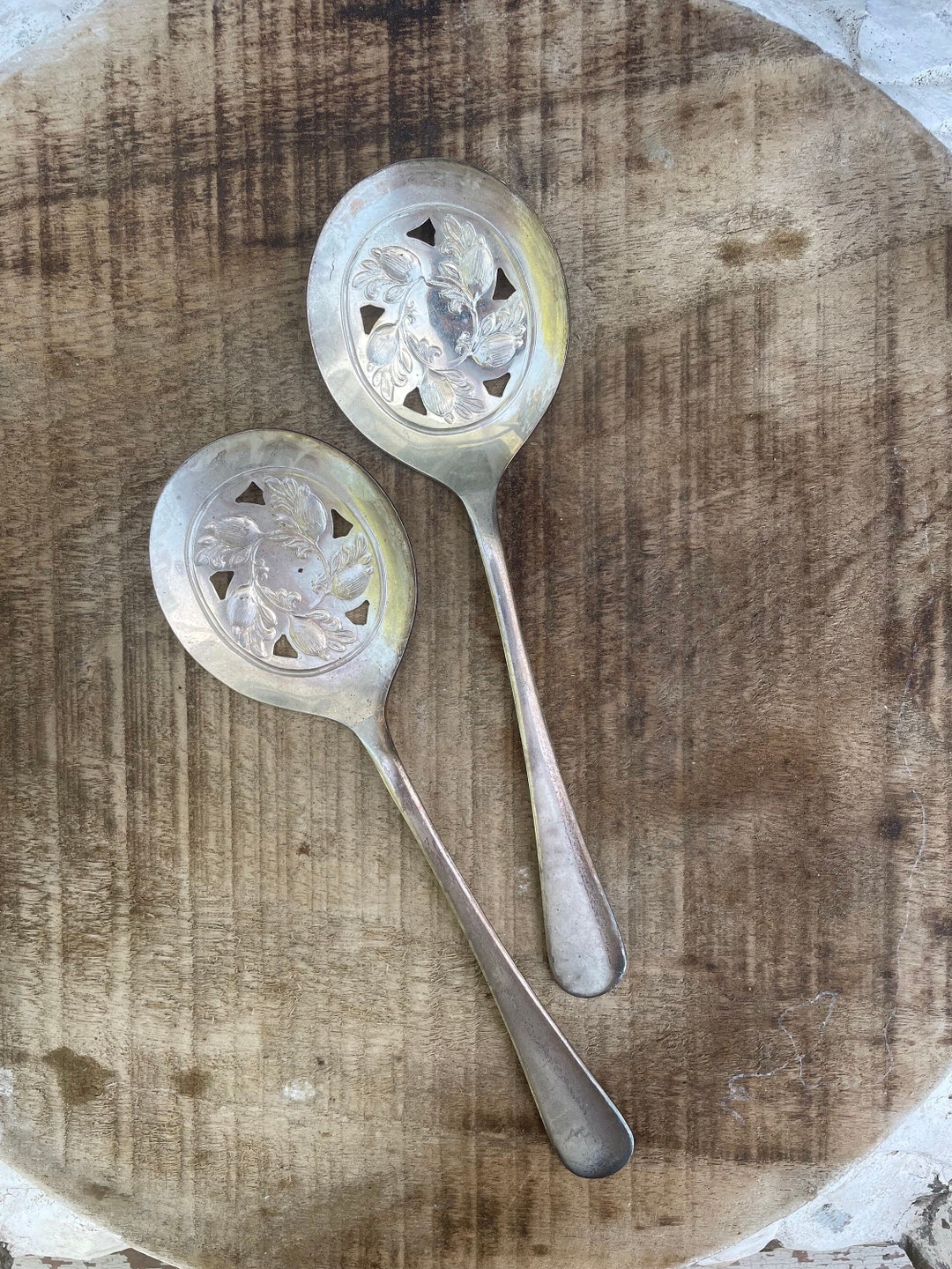 Pair of Vintage Silver Plate Tomato Spoons Vintage Tomato Spoons ...