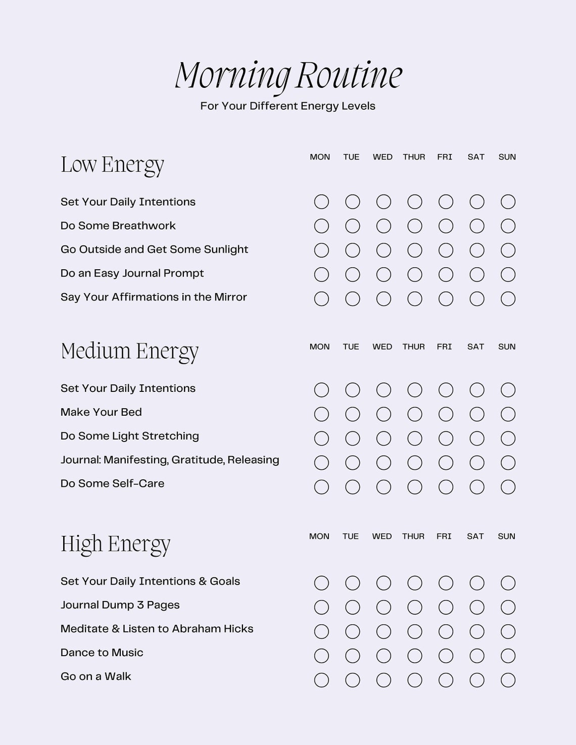 5 Step Morning Routine for Your Different Energy Levels (low, Medium ...